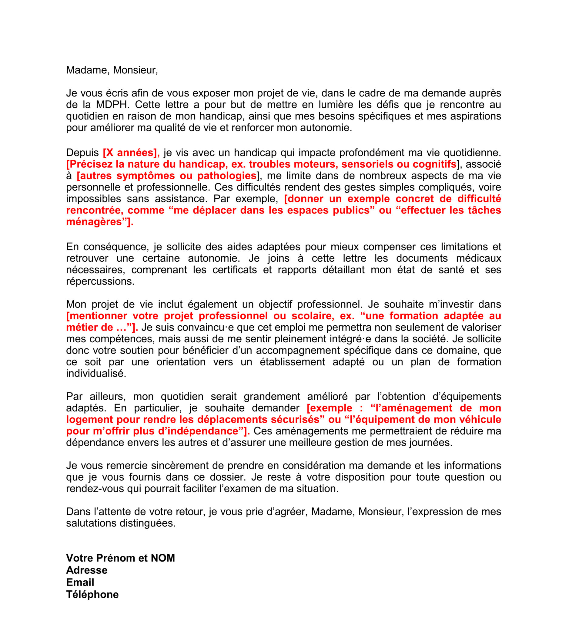 Comment rédiger son projet de vie pour son dossier MDPH